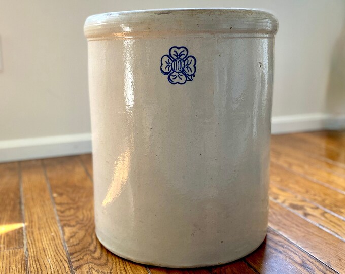 Antique Large Miller Cloverleaf 10 Gallon Stoneware Pottery Salt Glazed ...