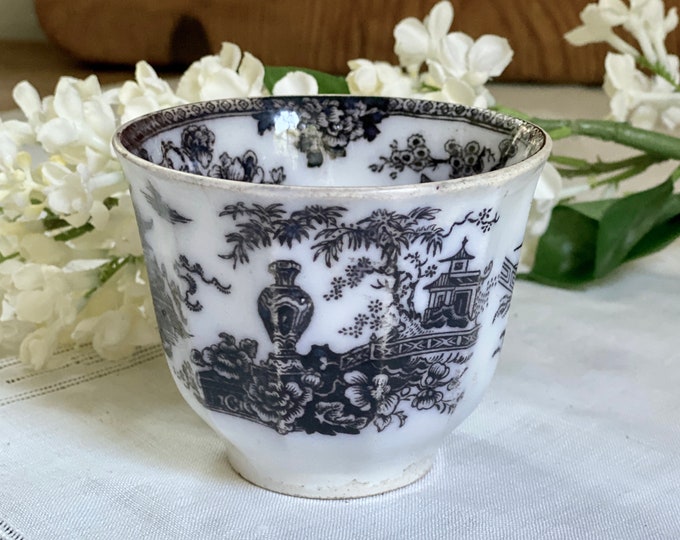 Antique 19th Century Flow Black Handless Cup W. Adams & Sons jeddo ...
