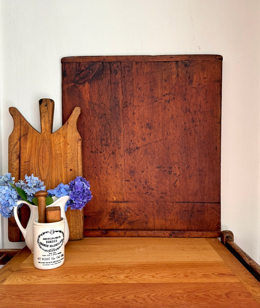 Antique Primitive Extra Large Square Wood Bread Board With Lip Dough ...