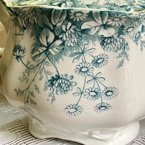 Antique Alfred Meakin GRANGE Aqua Green Daisy Flowers Transferware ...