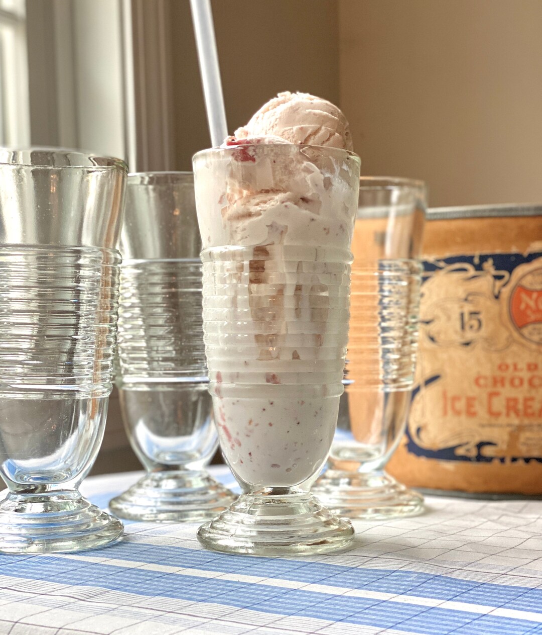 Fun Mid Century Footed Ribbed Large Soda Fountain Sundae Cups Set of 4 ...