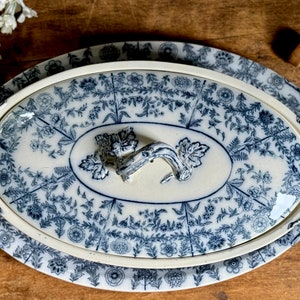 Antique Copeland Spode Blue Grey Delhi Footed Vegetable Tureen ...