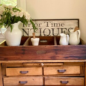 Large Antique Wood Harvest Sorting Box Tray Rectangle Farmhouse Table ...