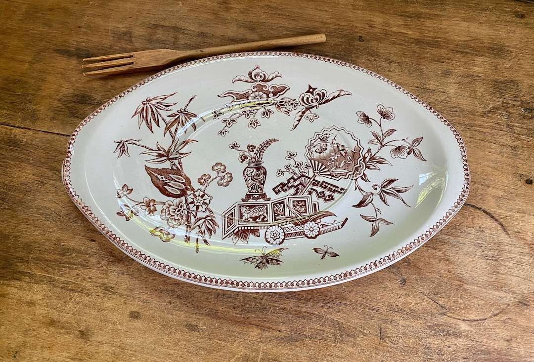 Antique Brown Transferware Platter Aesthetic Nineteenth Century Thomas ...