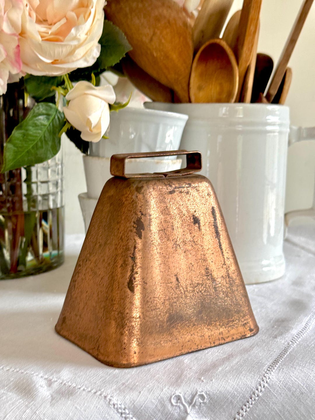 Beautiful Vintage Large Copper Goat Bell Cow Livestock Aged Patina Farm ...