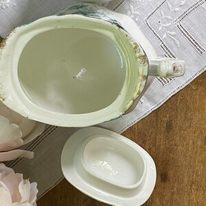 Antique Alfred Meakin GRANGE Aqua Green Daisy Flowers Transferware ...