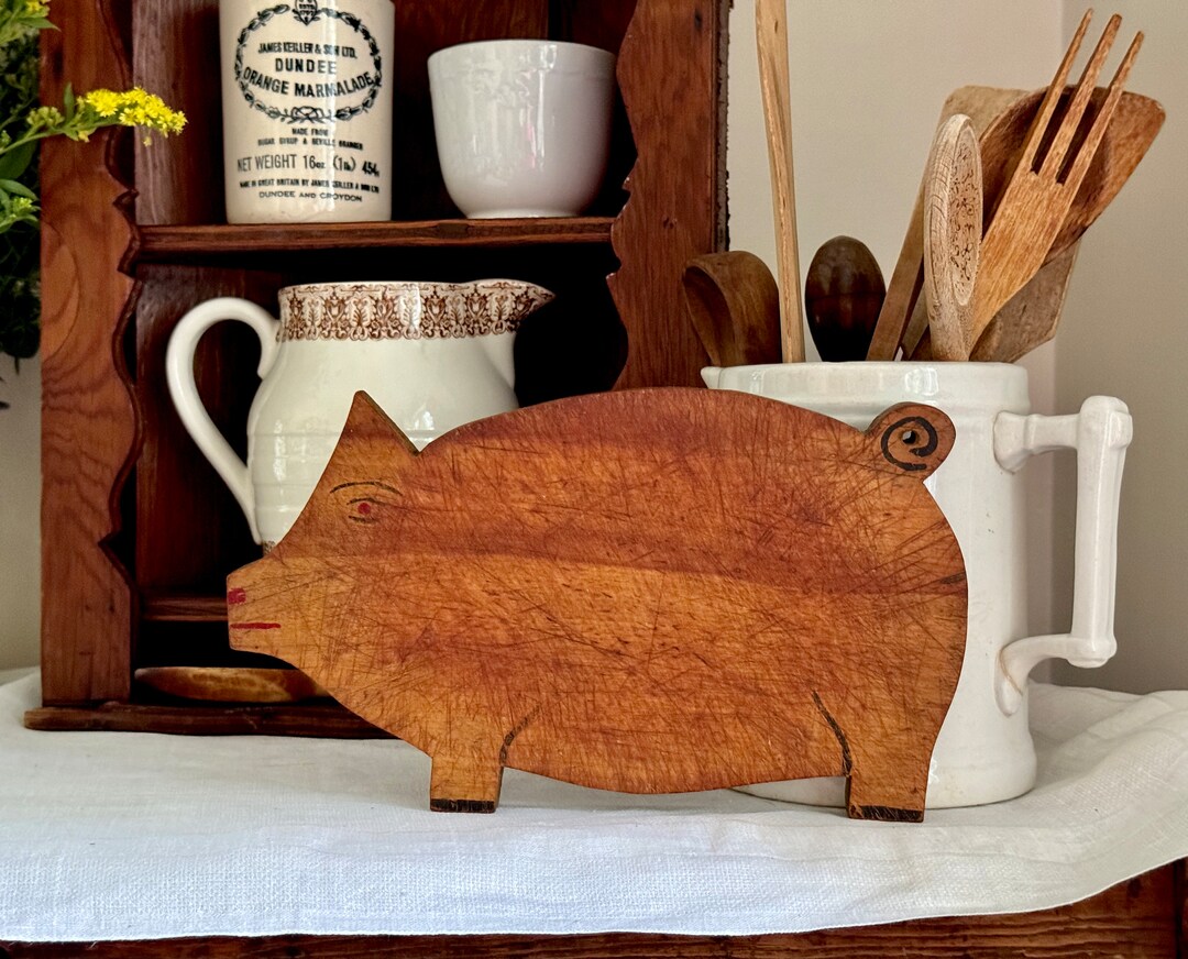 Antique Wood Pig Bread Board Primitive Cheese Cutting Charcuterie - Etsy