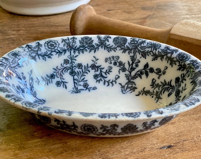 Antique Copeland Spode Blue Grey Delhi Oval Soap Dish Ironstone ...