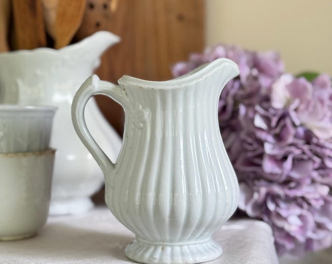 Antique 19th Century Ribbed Ironstone Pitcher Milk Jug J. W. Pankhurst ...