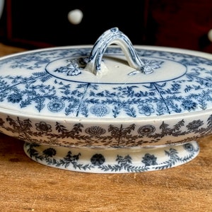 Antique Copeland Spode Blue Grey Delhi Footed Vegetable Tureen ...