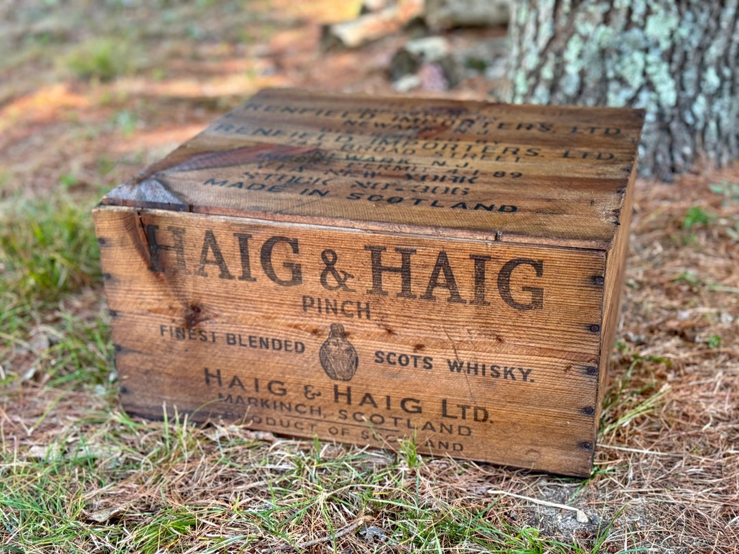 Antique Haig & Haig Pinch Scotland Whiskey Wood Crate Shipping Box With ...