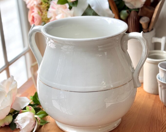 Antique Ironstone Urn Slop Pail Double Handled Chamber Pot Warwick ...