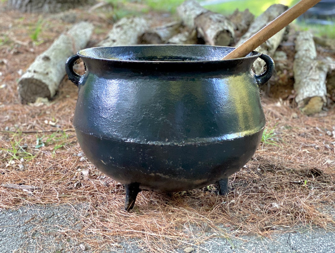 Antique Extra Large Black Cast Iron Cauldron With Handles Primitive ...