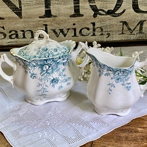 Antique Alfred Meakin GRANGE Aqua Green Daisy Flowers Transferware ...
