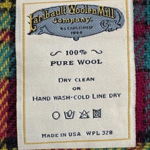 Vintage Faribault Woolen Mill Periwinkle Fuchsia Tartan Plaid 100% Pure ...