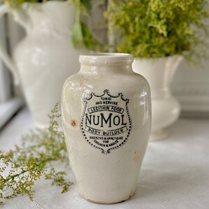 Antique NUMOL English Ironstone Jug Crock Body Builder Tonic & Nervine ...