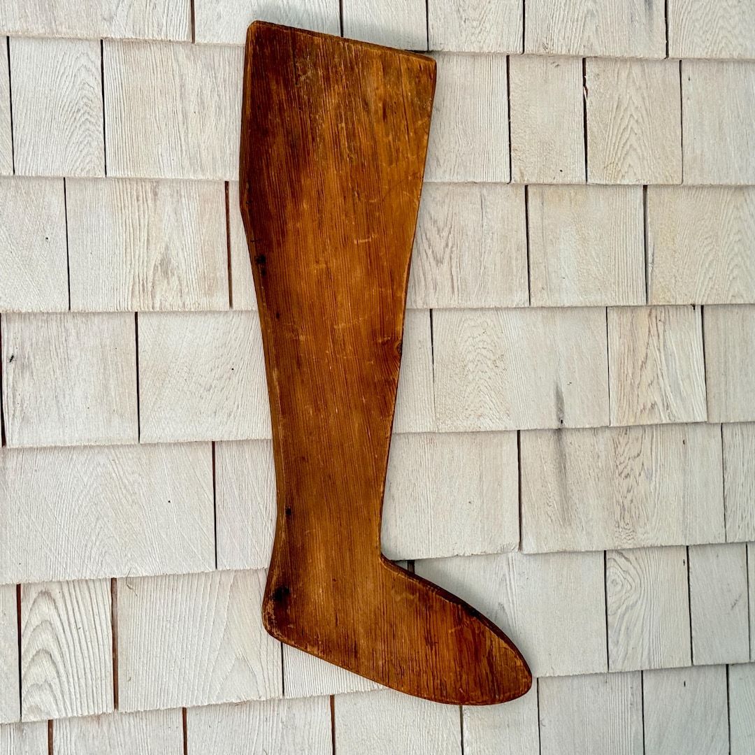 Antique Wood Stocking Form: Primitive Farmhouse Wall Decor, Bleeding ...