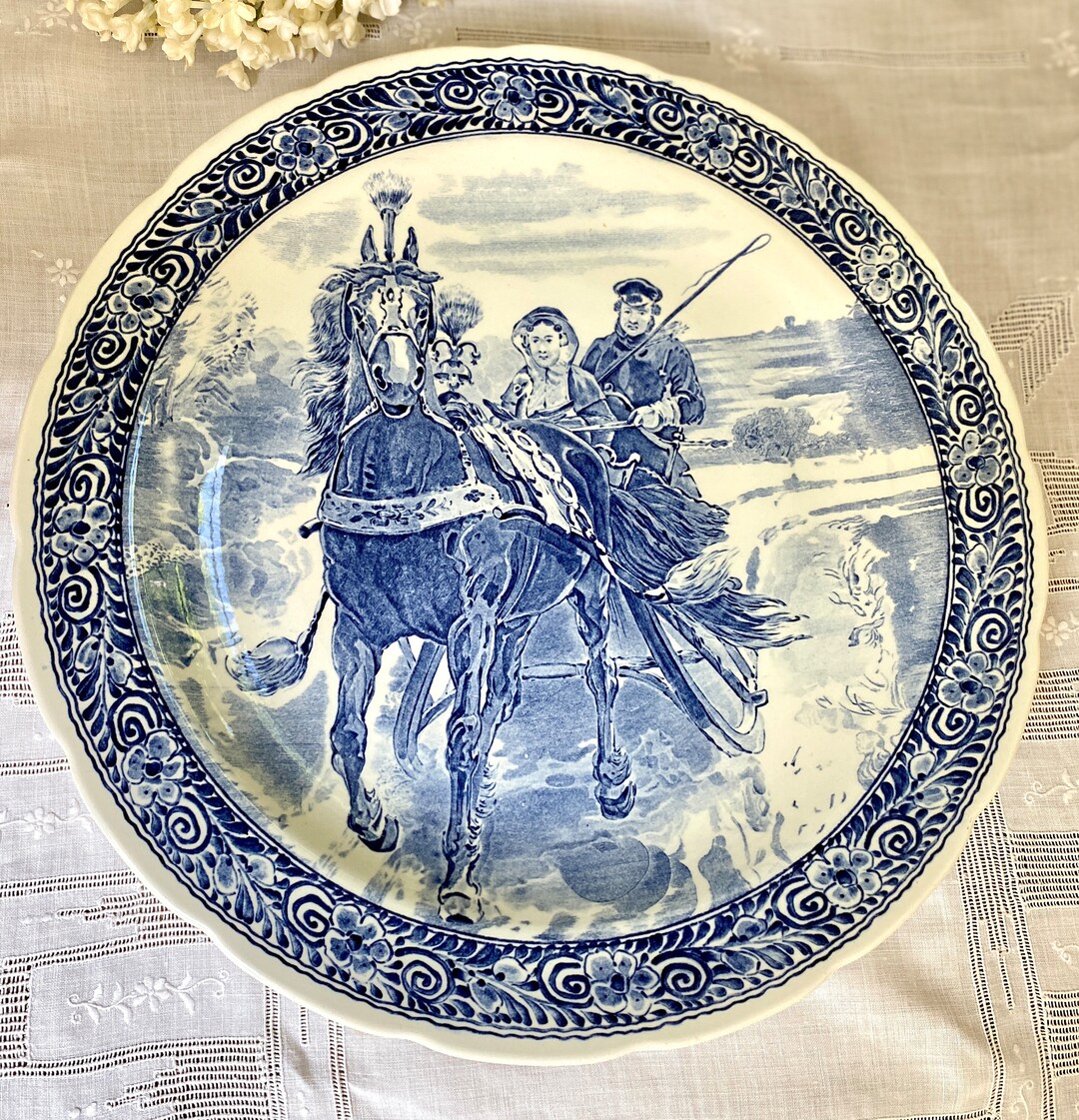 Vintage Delft Blue Platter Boch Royal Sphinx Holland Blue & - Etsy