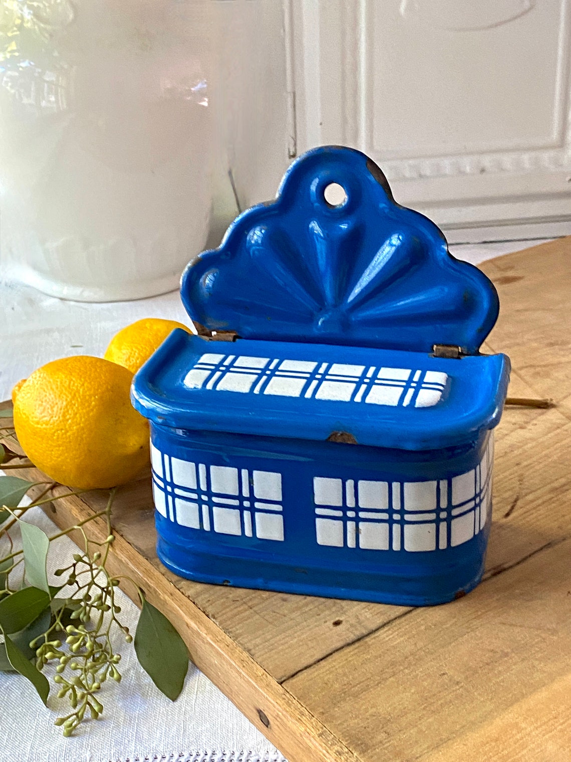 Antique French Blue & White Enamelware Match Box Holder - Etsy