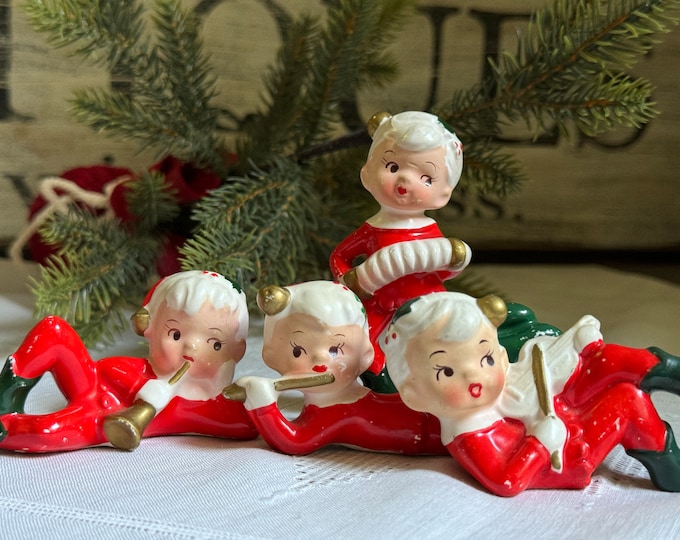 Vintage Red & Green Musical Pixie Elf Christmas Elves National ...