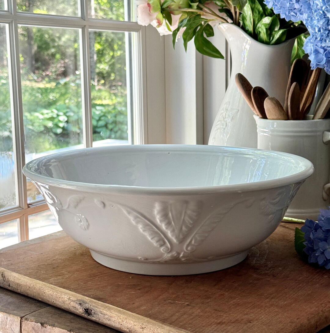 Antique Ironstone Large Wash Basin Bowl Waco Pottery East Liverpool ...
