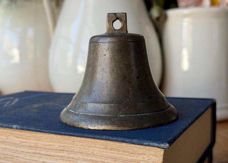 Vintage Small Bronze Hanging Bell - Etsy