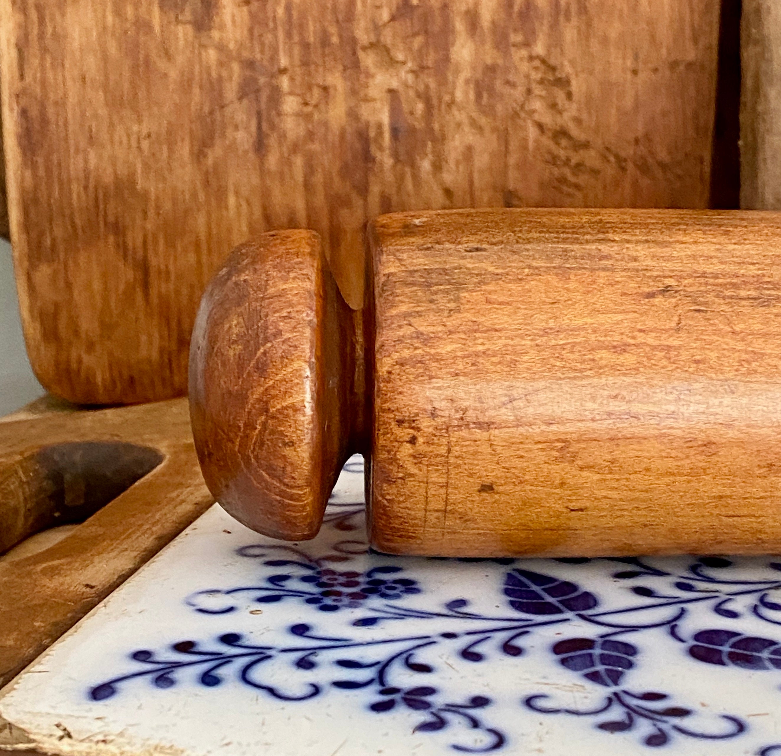 Antique Solid Wood Single Handle Rolling Pin One Piece Cooks | Etsy