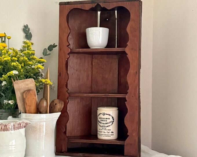 Reserved for Audra Antique Very Primitive Wood Corner Wall Shelf Rustic ...