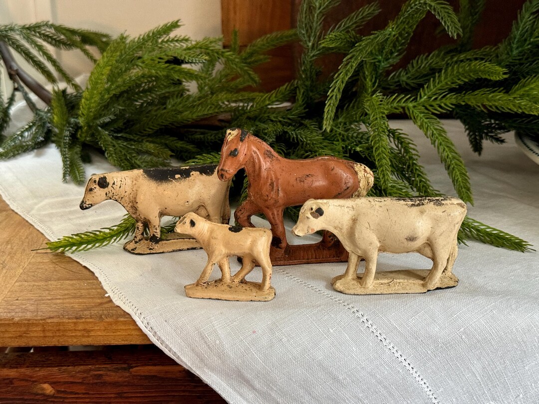 Vintage Auburn Rubber COW & HORSE Figures Set of 4 Made in USA - Etsy