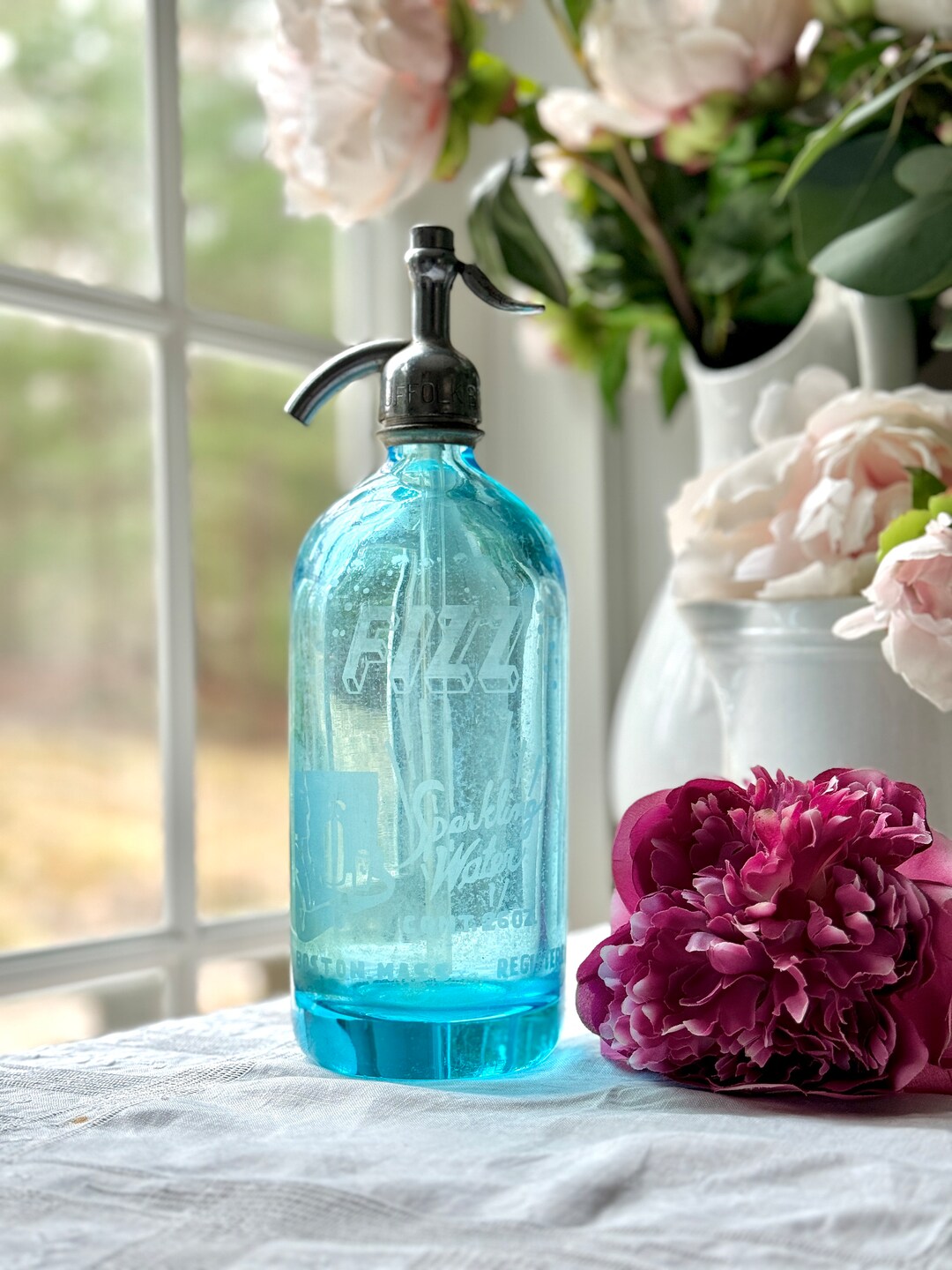 Antique Turquoise FIZZ Sparkling Water Bottle Boston Massachusetts 26 ...