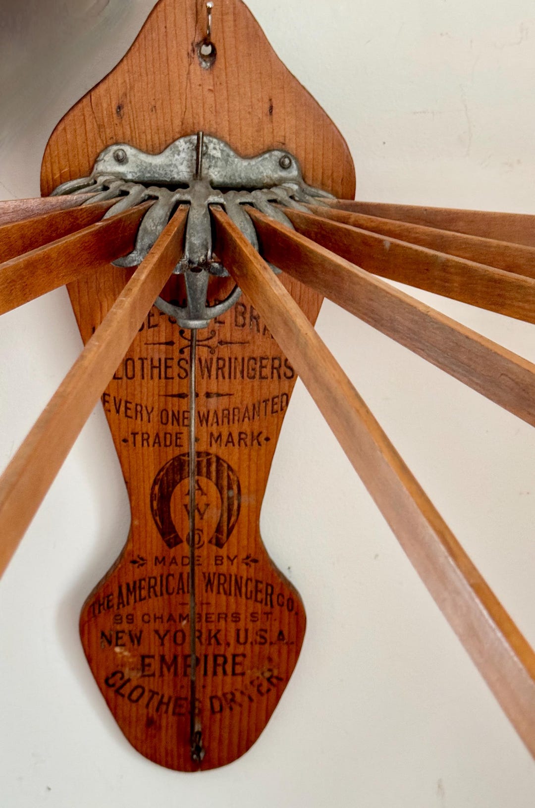 Antique Wood Clothes Drying Rack Wall Mounted Horse-shoe Brand Clothes ...
