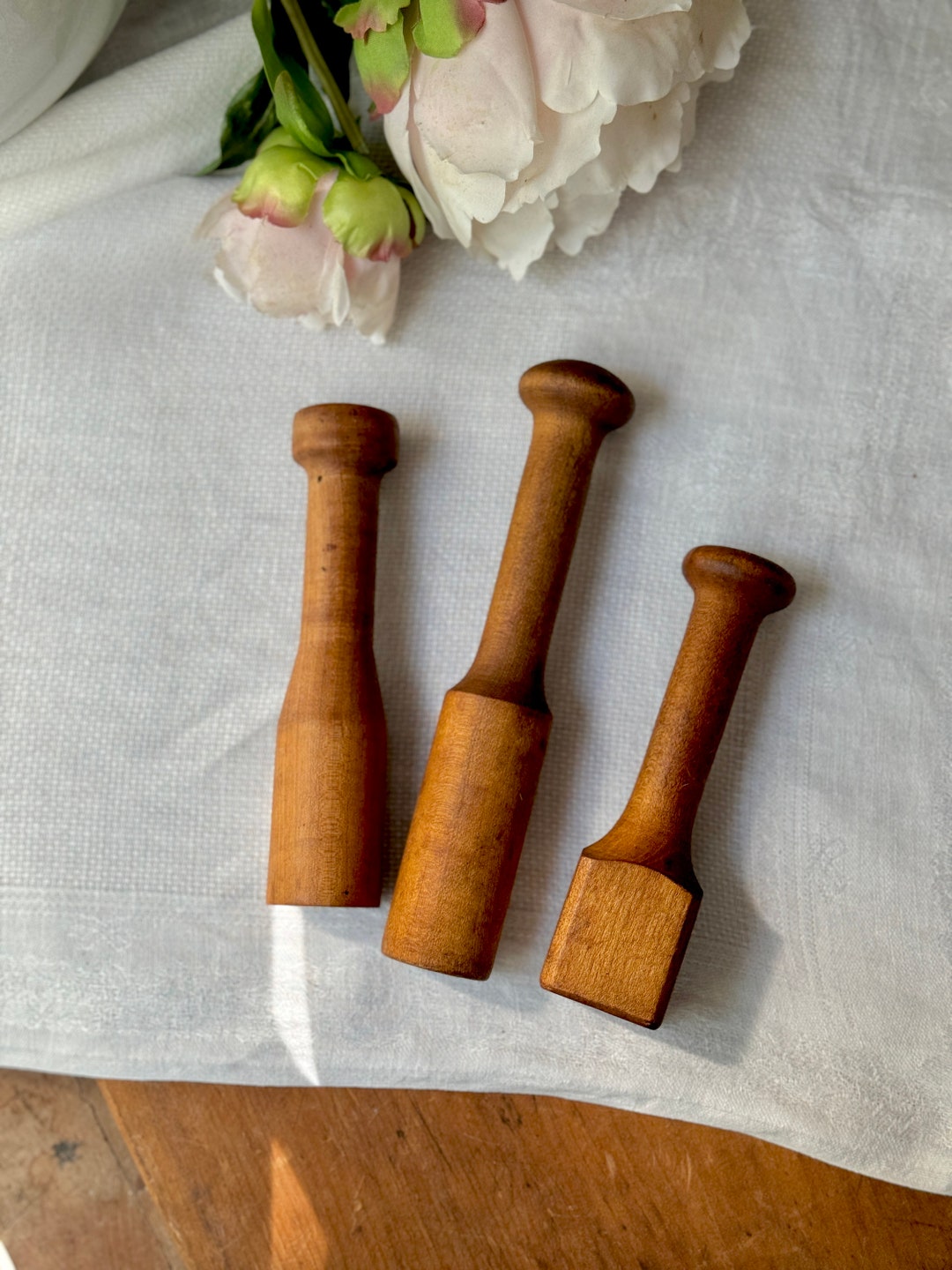 Vintage Small Wood Cooks Tool Mallet SET OF 3 Masher, Muddler, Pestle ...