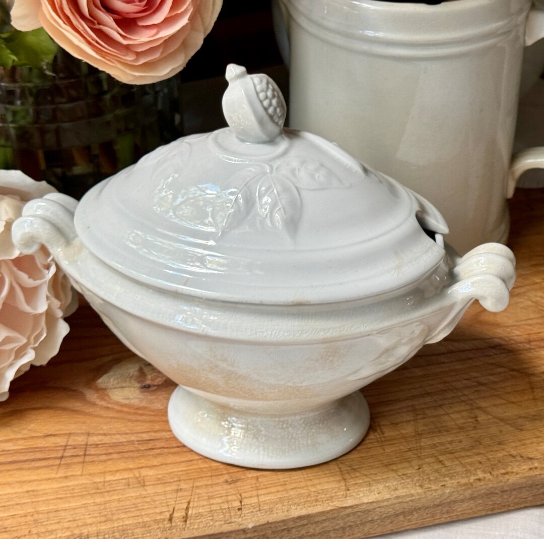 Antique Ironstone Covered Sauce Tureen POMEGRANATE Jacob Furnival Mid ...