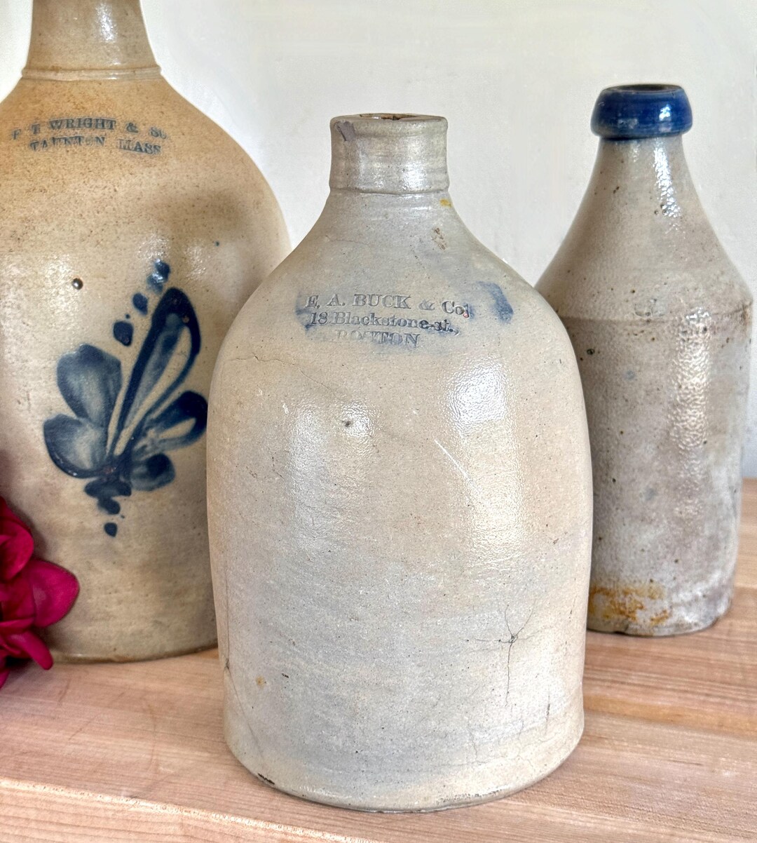 Antique 19th Century Stoneware Pottery Jug: EA Buck & Co, Boston - Etsy