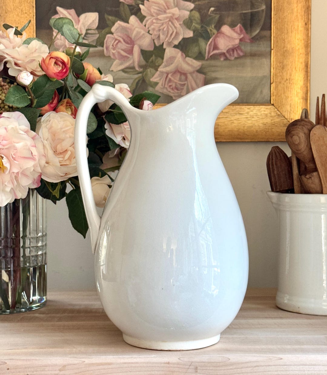 Antique Victorian American Ironstone Ewer Pitcher Jug Knowles Taylor ...