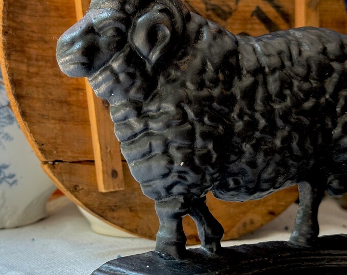 Vintage Cast Iron Black Sheep Ram Doorstop Farm Animal Decor - Etsy
