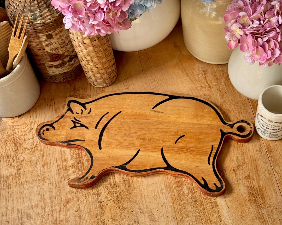 Vintage French Wood Pig Bread Board: Farmhouse Kitchen Decor - Etsy