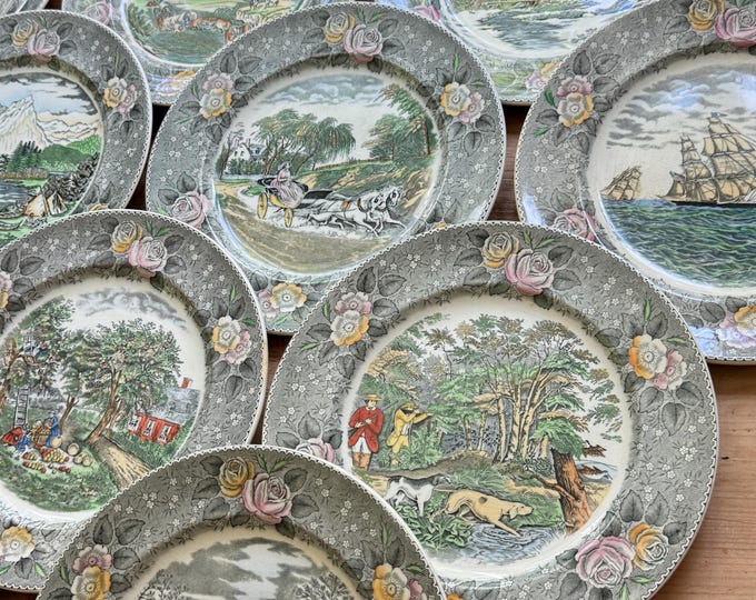 Antique W. Adams Ironstone Dinner Plates: - Etsy