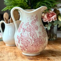 Vintage Lusterware Medium Sized Pitcher, Rose Motif, Fancy Handle ...
