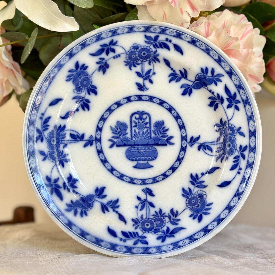 Antique Minton DELFT Ironstone Flow Blue Luncheon 9" Plate ...