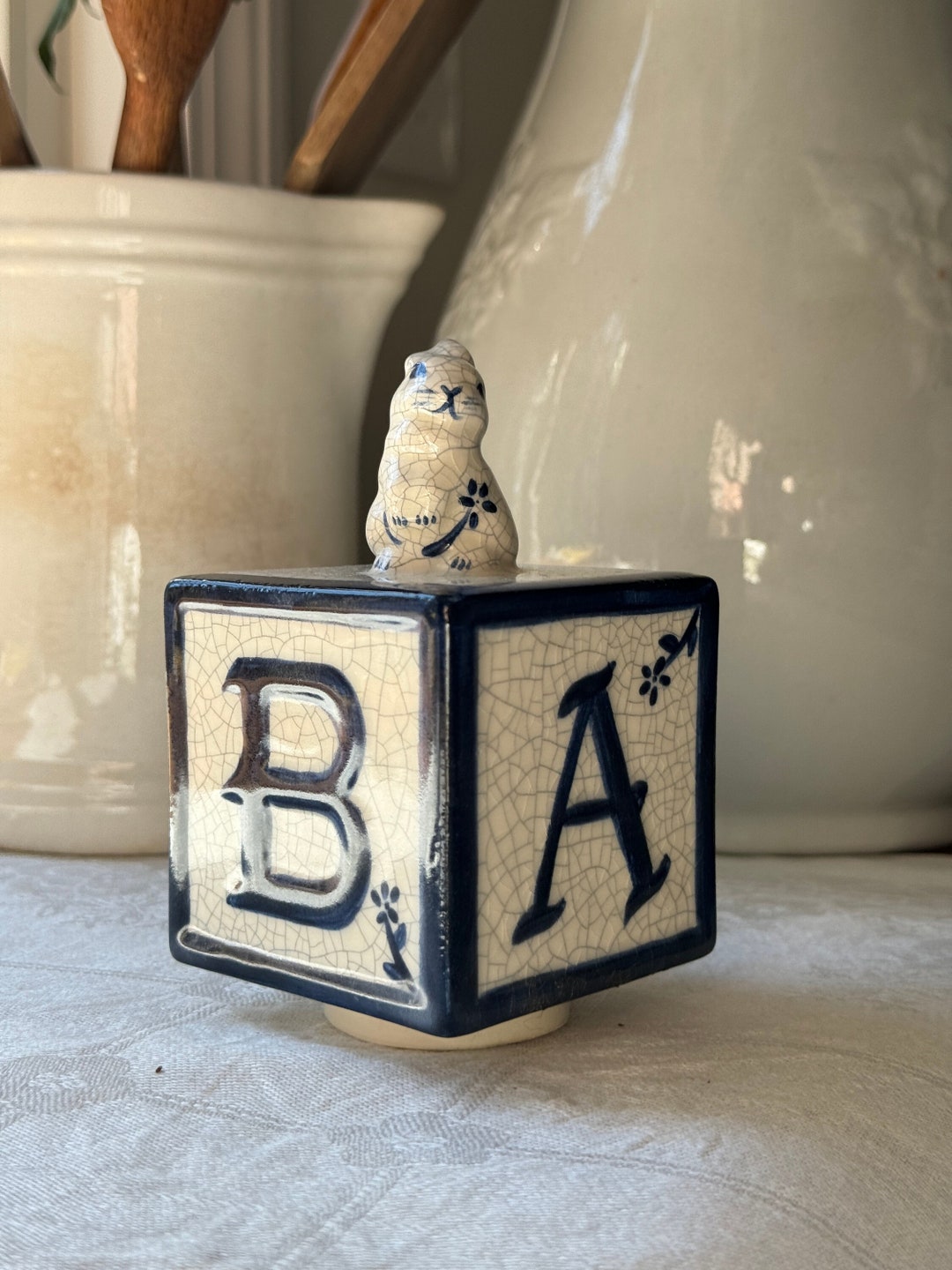 Dedham Rabbit Pottery Baby Black Bank Bunny Detail the Potting Shed ...