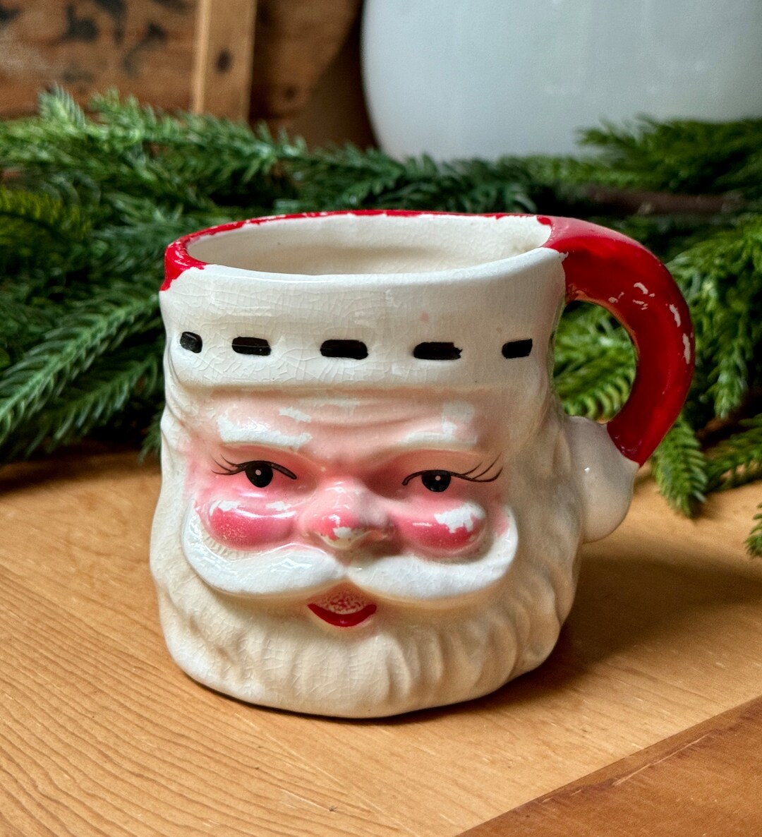 1950's Vintage Santa Face Mug Christmas Happy Smiling Fluffy Beard - Etsy