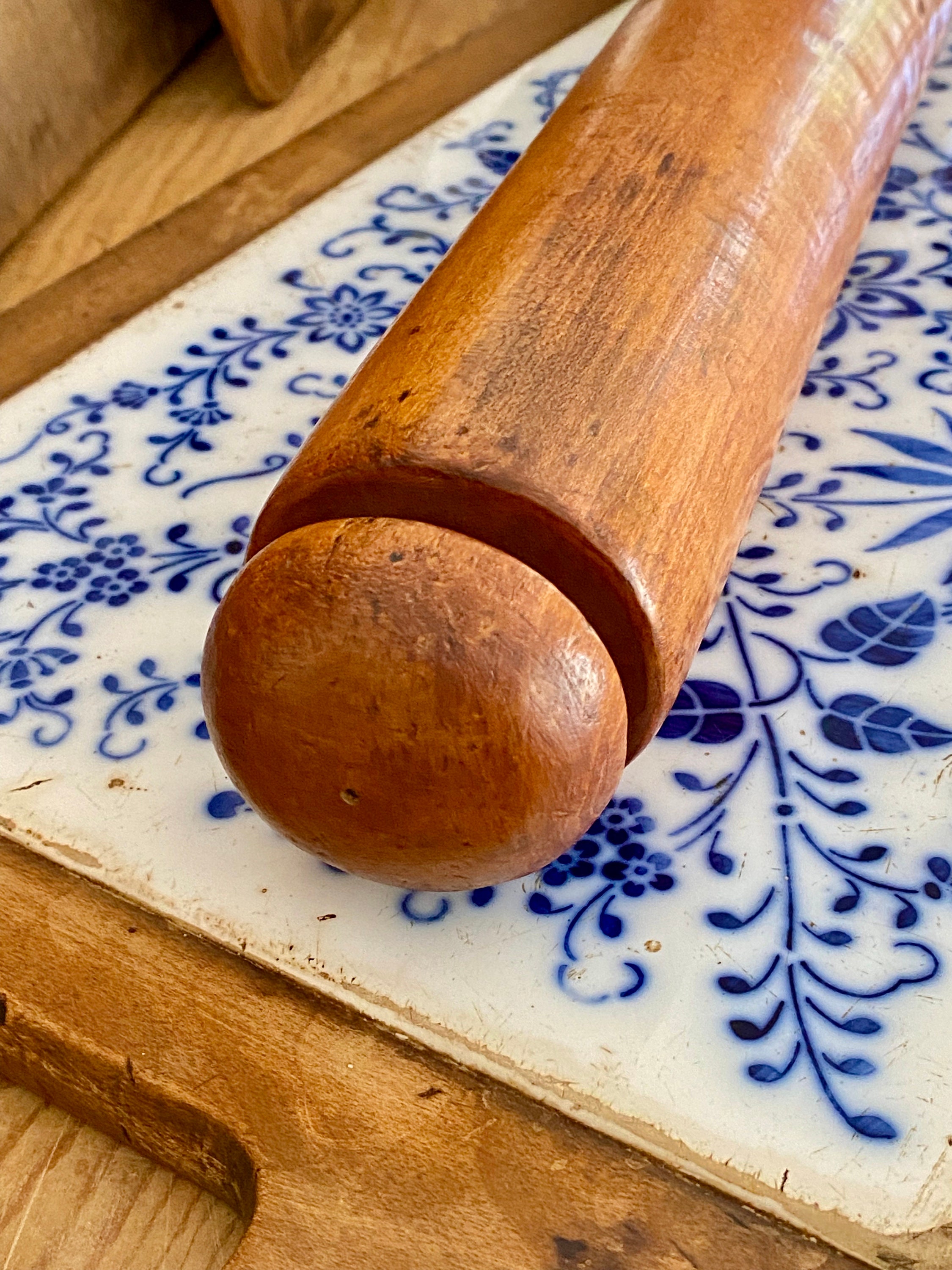 Antique Solid Wood Single Handle Rolling Pin One Piece Cooks | Etsy