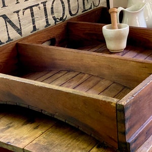 Large Antique Wood Harvest Sorting Box Tray Rectangle Farmhouse Table ...