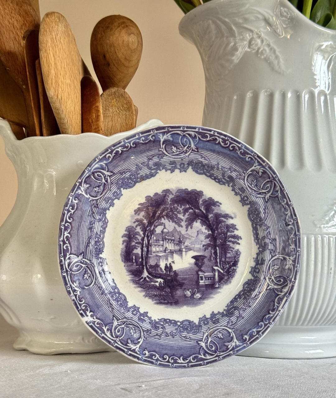 Antique 19th Century Purple Transferware Podmore Walker & Co VENUS ...
