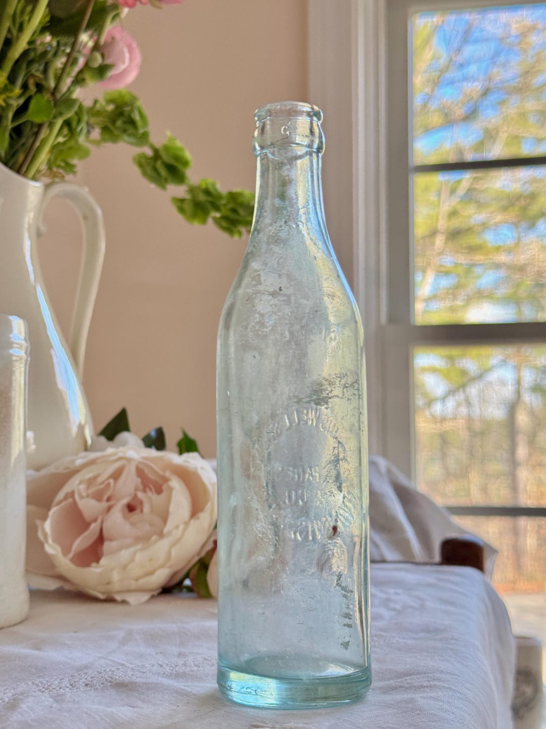 Antique Turquoise Glass Bottle: J.L. Panesis Hyannis, Cape Cod - Etsy