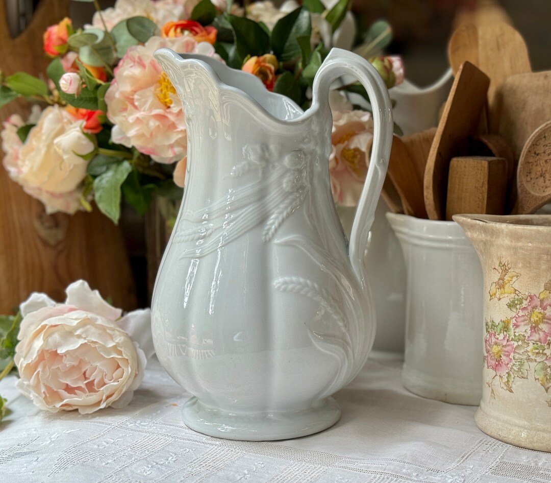 Antique Ironstone Large Pitcher Jug J & G Meakin WHEAT and HOPS 19th ...