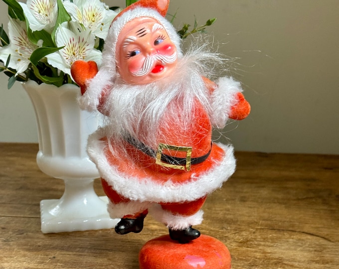 Vintage Large Flocked Faded Red Dancing Santa Claus Ornaments - Etsy