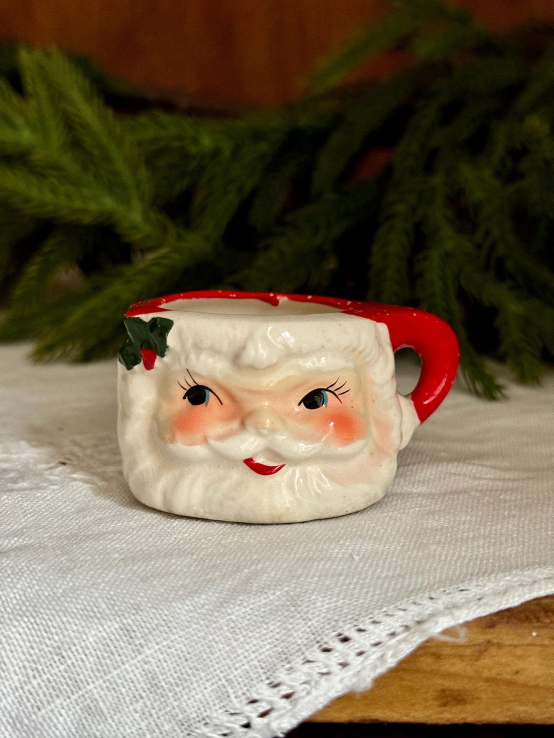 1950's Vintage Mini Santa Face Mug Christmas Happy Smiling Fluffy Beard ...