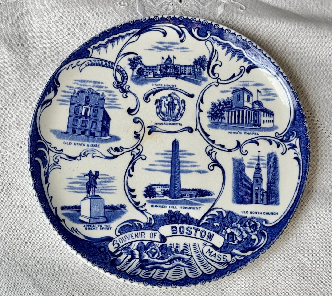 Vintage Boston Massachusetts Blue & White Ironstone Transferware Plate ...